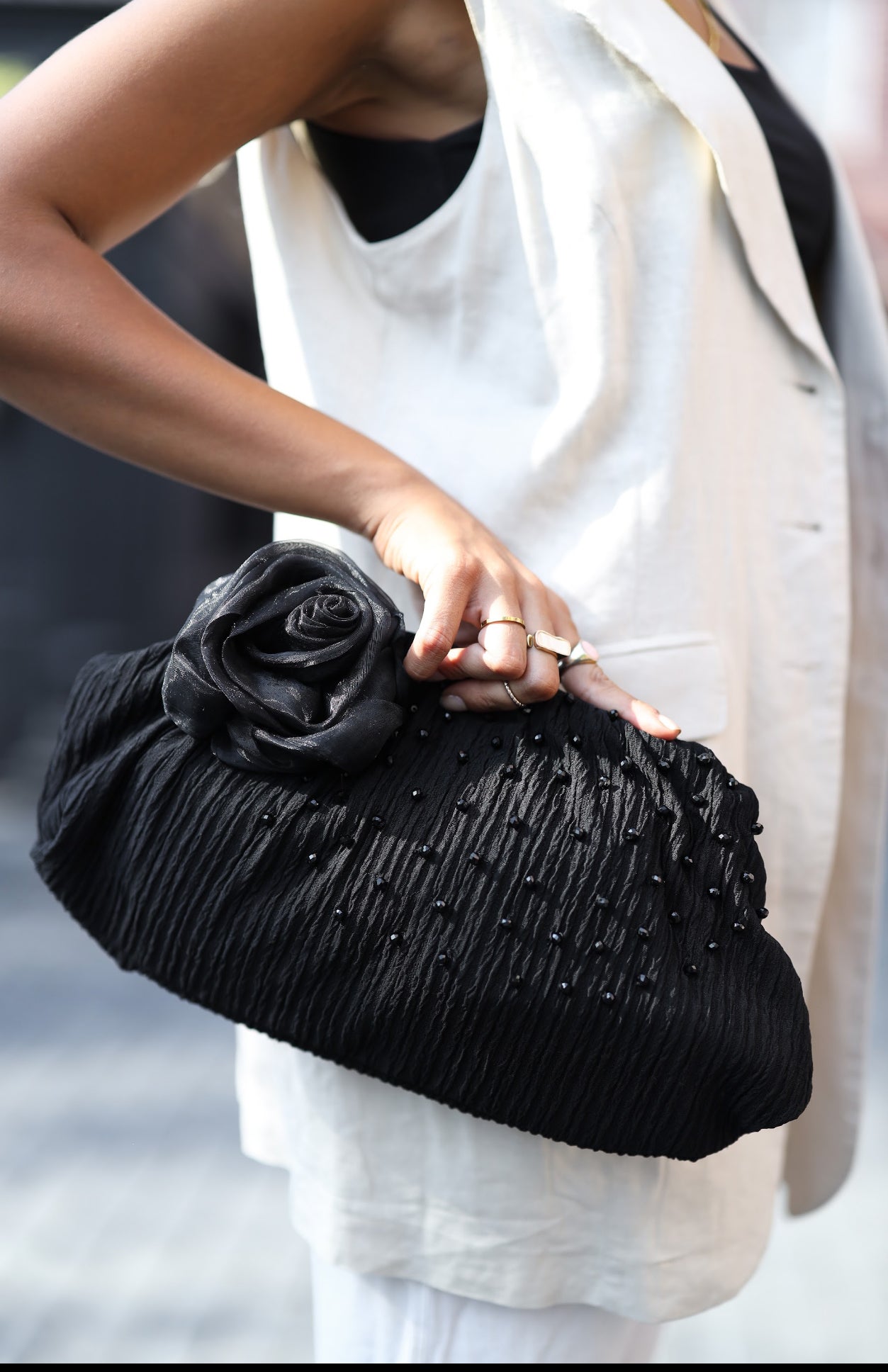 Black flower clutch and bag – Jouzoor