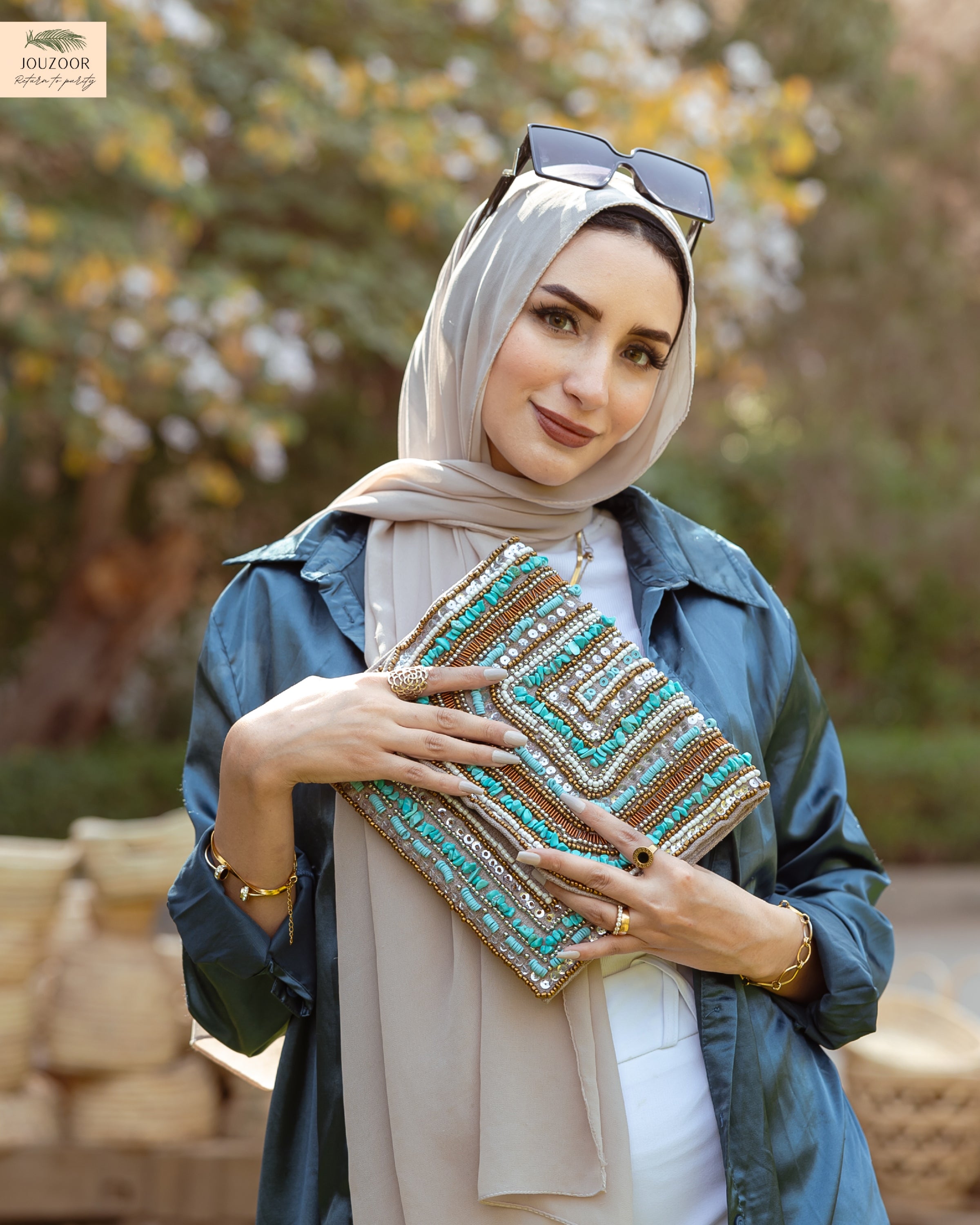 Turquoise clutch – Jouzoor